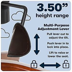 Serta Big and Tall Executive Office Chair with Wood Accents Adjustable High Back Ergonomic Lumbar Support, Bonded Leather, 30.5D x 27.25W x 43.5H in, Brown