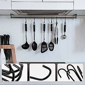 Bercoor 8 Pack 11.8 inch Extra Large S Hooks Black Heavy Duty Plant Hanging Hooks Long S Shaped Extension Hooks for Kitchenware, Pots, Utensils, Plants, Wardrobe, Gardening Tools, Clothes