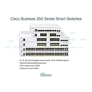 Cisco Business CBS250-24T-4X Smart Switch, 24 Port GE, 4x10G SFP+, Limited Lifetime Protection (CBS250-24T-4X-NA)