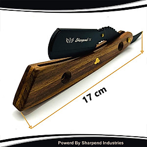 Professional Wood Barber Edge Razor-Salon Quality Cut Throat Shavette Straight Razor, Premium Stainless Steel Quality Single Blade Straight Edge - Moustache & Beard Shaper Men's Manual Shaver Safety