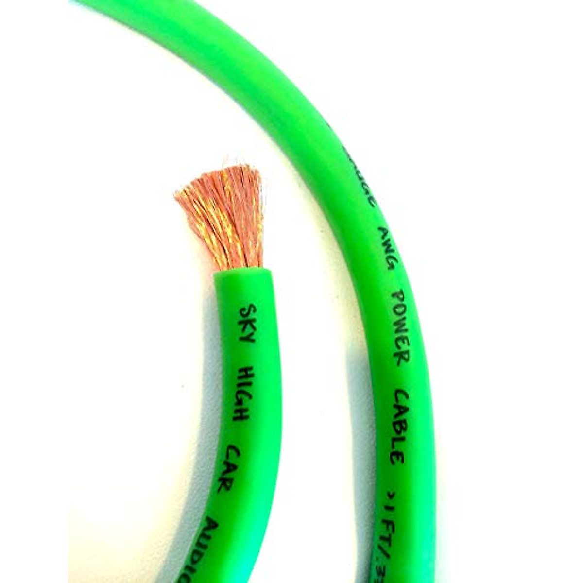 50 ft CCA 1/0 Gauge Oversized Green Power Ground Wire Sky High Car Audio