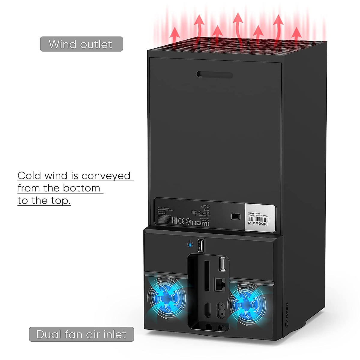 Cooling Fan for Xbox Series X, External USB Cooler Cooling System with USB Hub Port for Xbox Series X Console