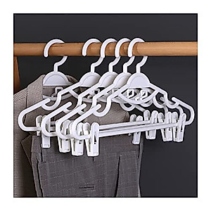 10pcs Clothes Hangers with Clips Plastic Space Saving Non-Slip Skirt Organizer Rotating Swivel Hook Pants Rack Trousers Skirts Clip Hangers for Pants Heavy Duty