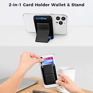 Morojular Magnetic Wallet, MagSafe Wallet Stand for iPhone 16/15/14/13/12 Series, RFID Blocking Magnetic Card Holder, Vegan Leather, Fit 6 Cards (Black)