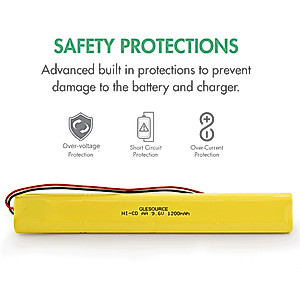 GLESOURCE 9.6V 1200mAh Battery Compatible for ELBB003 Lithonia ELB-B003 ELB-B004 ELBB004 OSI OSA228 DANTONA CUSTOM-306-U BBAT0044A BAA-96 BBAT0043A Emergency Light(2 Pack)