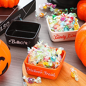 Tanlade 3 Pcs Halloween Candy Bowl Mini Ceramic Bowl for Tiered Tray Halloween Candy Dish Halloween Party Supplies Candy Holder for Farmhouse Home Housewarming Gift (Candy Corns)