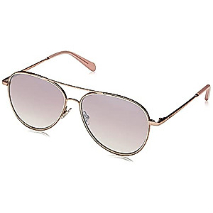 Fossil Women's Female Sunglass Style FOS 2096/G/S Aviator, Rose Gold, 57mm, 14mm