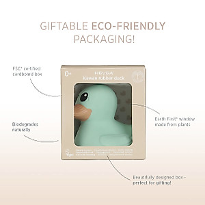 HEVEA Kawan Mini Rubber Duck - 100% Natural Rubber Baby Bath Toy - Eco Friendly, Perfect for Playing, Teething, and Bathing - Mold Free Bath Toys - Dusty Mint