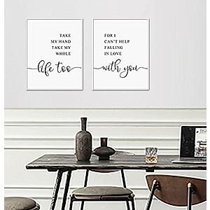 Take My Hand Take My Whole Life Too Wall Decor Romantic Lyrics Wall Art Print Bedroom Signs Love Lyrics Bedroom Decor, Set Of 2 Prints, 11x14inch Unframed