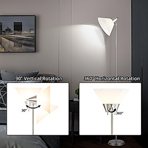 HonoDing Floor Lamp Standing Lamp Adjustable Head Arcylic Shade Floor Lamps for Living Room/Office/Bedroom (Satin Nickel)
