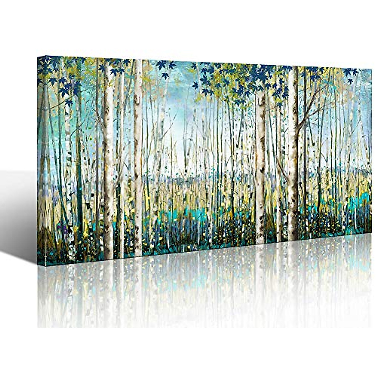 Pogusmavi Green View White Birch Forest Canvas Painting Wall Art Decor Nature Plant Picture Wildlife Trees Landscape Artwork Home Living Room Bedroom Office Wall Decoration Wall Art