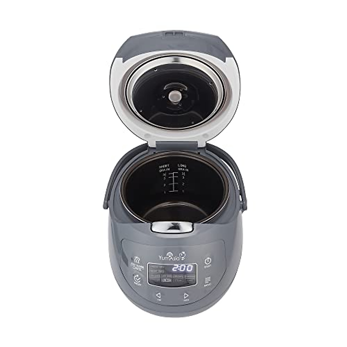 Yum Asia Panda Mini Rice Cooker With Ninja Ceramic Bowl and Advanced Fuzzy Logic (3.5 cup, 0.63 litre) 4 Rice Cooking Functions, 4 Multicooker functions, Digital LED display - 120V