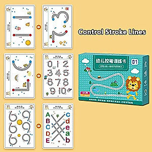 Magical Tracing Workbook Set,Reusable Magic Practice Copybook for Kids with Drawing Pens & Eraser,Learning To Write Alphabet,Numbers and Line Tracing (Digital drawing 64 Pages/32 Sheets (2-6 Years))