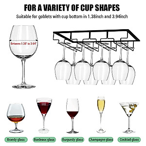 Karukera Wine Glass Holder Storage, Add an Organizer Stemware under a Floating Shelf or Cabinet to save Space, Perfect Metal Rack for your Kitchen, Bar or Countertop, with 2 Sets Mugs Holders