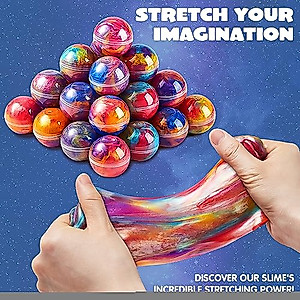 JOYIN Slime Party Favors, 24 Pack Galaxy Slime Ball Party Favors - Stretchy, Non-Sticky, Mess-Free, Stress Relief, and Safe for Girls and Boys - Perfect for Party, Classroom Reward
