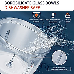 Bear Food Processor, Electric Food Chopper with 2 Glass Bowls (8 Cup+2.5 Cup), 400W Power Grinder with 2 Sets Stainless Steel Blades, 2 Speed for Meat, Vegetables, and Baby Food