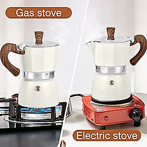 MORDEN MS Moka Pot, Stovetop Espresso Maker 6 Cup/10 OZ Italian Coffee Maker Camping Coffee Pot Manual Cuban Coffee Percolator for Cappuccino or Latte