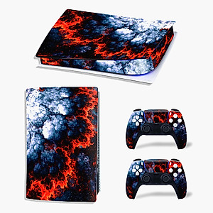 Teiyii PS5 Console Skin and PS5 Controller Skins Set, PlayStation 5 Skin Wrap Decal Sticker for PS5 Digital(Ps5 Skin Digital Edition, Colorful Magma)