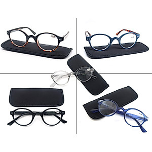 OLOMEE Reading Glasses Women Men Classic Round Readers +3.00 Circular Cheaters Glasses W/Lightweight Frame Comfortable Fit 5 Pack