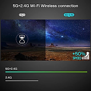 【Electronic Focus】 Projector with 5G WiFi and Bluetooth 5.1, Tkisko 480ANSI Native 1080P Movie Projector 4K Support, 4D/4P Keystone Correction, Outdoor Portable Video Projector for Travel/Camping