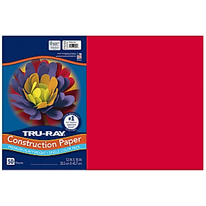 Tru-Ray® Construction Paper, 50% Recycled, 12" x 18", Festive Red, Pack Of 50