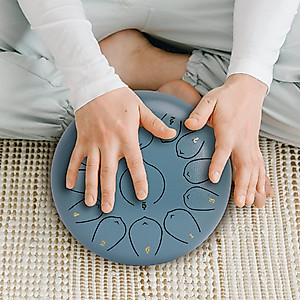 Lexington TGD-1213A 13 Notes 12 Inches Steel Tongue Tank Drum Set C Key, Tundra Blue