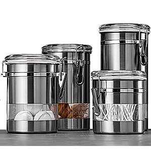 Le'raze Airtight Food Storage Container for Kitchen Counter with Window, Canister Set Ideal for Flour Tea, Sugar, Coffee, Candy, Cookie Jar with Clear Acrylic Lids & Locking Clamp