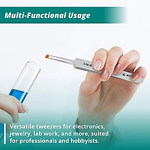 Excelta Ultra Fine Point Tweezers, Mini Straight Tapered For Microscopy, 4.25" Anti-Magnetic Stainless Steel, Basic