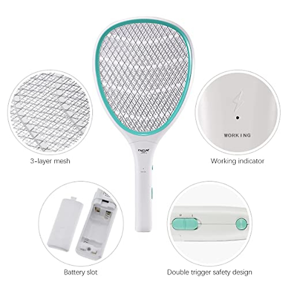 Faicuk 2 Pack Bug Zapper Racket Electric Fly Swatter