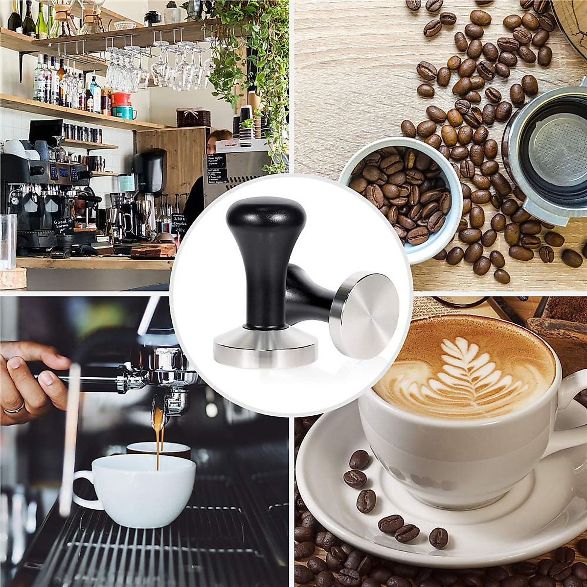 Etime 51mm Coffee Tamper Calibrated Tamper Coffee Press Tool Tamper Espresso Tamper with 100% Stainless Steel Base & Die-cast Aluminum Handle Pressure Flat Base Tampers