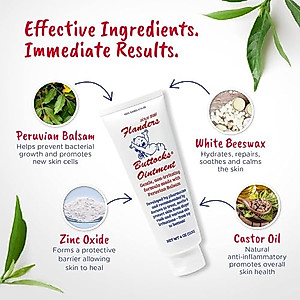 Flanders Buttocks Ointment - Diaper Rash Cream for Treatment & Prevention, Pharmacist Developed, Heat Rash & Chafing in Infants to Adults, Instant Relief (4oz Tube)