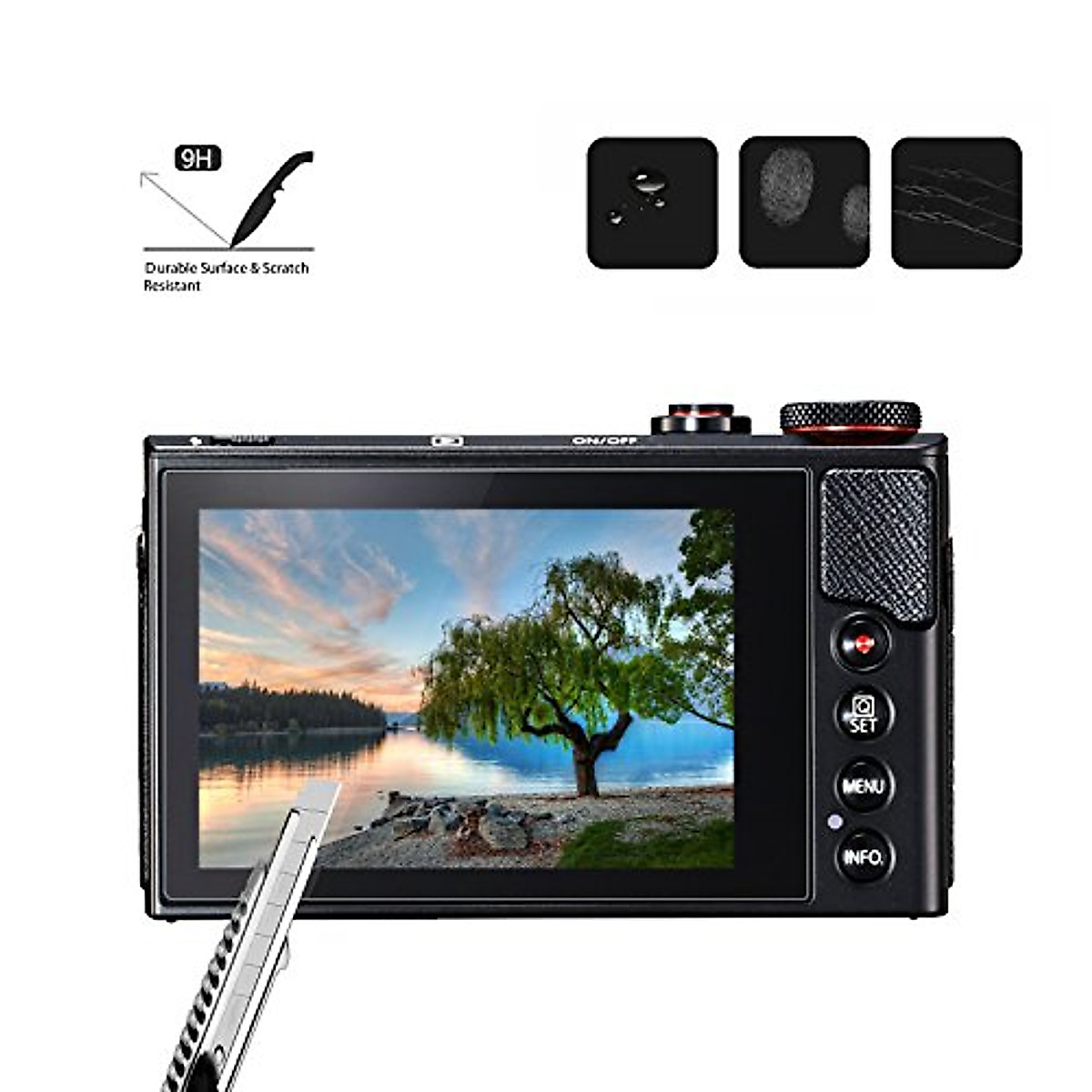 [3-Pack] Tempered Glass Screen Protector for Canon G7X Mark II G9X G9XII G7X G5X, Akwox 9H LCD Protective Cover