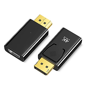 4K DisplayPort to HDMI Adapter, DP PC to HDMI Converter Display Port (Male) to HDMI (Female) Adapter (2K 60Hz, 1080p 120Hz) Uni-Directional High-Speed DP Compatible for HP, Dell, GPU, andMore