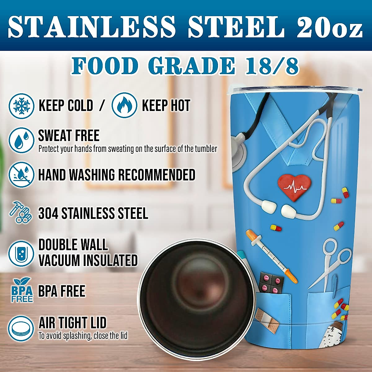 wowcugi Nurse Gifts Nutrition Facts Tumbler Stainless Steel Double Vacuum Insulated Travel Coffee Cup 16oz Christmas Graduation RN CNA LNP Nurse Appreciation Gift Women Men