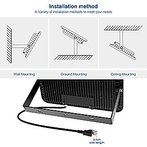 MORSEN 300W LED Flood Light, 30000lm Super Bright Security Lights, UL Certificated Plug, IP66 Waterproof Outdoor Flood Light, 5000K Daylight White Floodlight for Yard, Garden, Garages