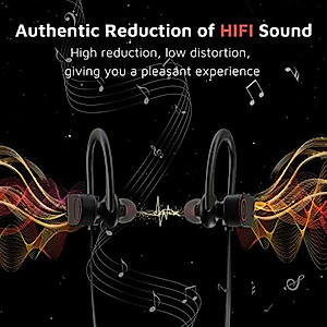 Argmao U9 Bluetoth Headphones, 12 Hrs Playtime Wireless Earbuds IPX7 Waterproof Earphones with Mic HD Stereo Sweatproof in-Ear Earbuds for Sports Gym Running Workout Noise Cancelling Headsets Black