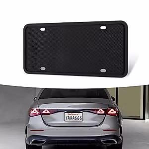 GKmow 1 PC Car Silicone License Plate Frame, 12.2In x 6.3In Waterproof Rust-Proof Does Not Hurt Car Paint License Plate Holder, Universal American Car License Plate Bracket (Black)