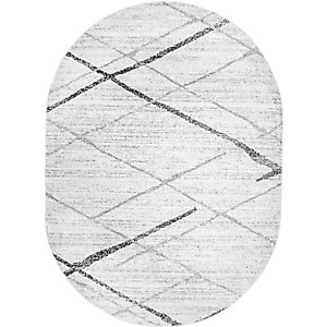 nuLOOM Oval 3x5 Thigpen Contemporary Area Rug, Grey, Abstract Lines, Non-Slip Backing, Stain Resistant, For Bedroom, Dining Room, Living Room, Hallway, Office, Kitchen, Entryway