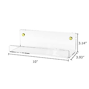 pbf PHOTO BOOTH FRAMES Acrylic Floating Bookshelf Clear Bathroom Wall Floating Shelves Invisible Wall Bookshelves Ledge Book Shelf with Gold and Silver Hardware (2)