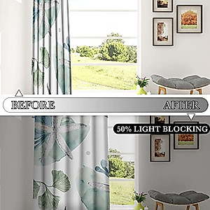 Nautical Coastal Window Curtain Beach Ocean Themed 50% Light Blocking Curtains Starfish Seaweed Room Darkening Curtains Grommet Window Drapes for Bedroom Living Room, 2 Panels, 52" x 63"
