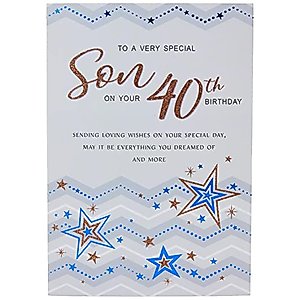 Regal Publishing Modern Milestone Age Birthday Card 40th Son - 9 x 6 inches -