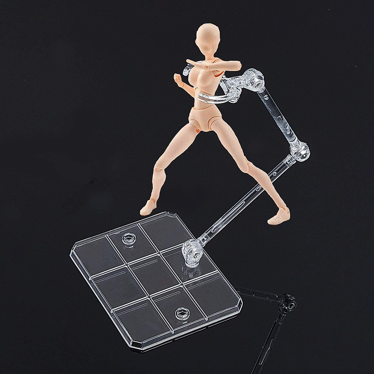 FINGERINSPIRE 8Pcs Action Figure Stand Assembly Action Figure Display Holder Base Doll Model Support Stand for 6 inch Action Figures or Effects Clear 1/144 HG/RG Gundam Figure Model Toy