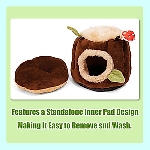 Aichillatum Guinea Pig Hideout Hamster Cage Accessories,Stump Style Soft Washable Hedgehog,Ferret,Rat Hammock for Cage,Chinchilla,Ferret, Bunny Bed,Small Animal Houses & Habitats(S)