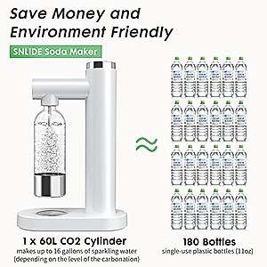 SNLIDE Soda Maker, Soda Water Machine with 1L BPA Free Pet Bottle, Easy to Use, Cute Sticks DIY the Sparkling Water Maker, Compatible with Screw-in 60L CO2 Exchange Carbonator (NOT Included), Home Use