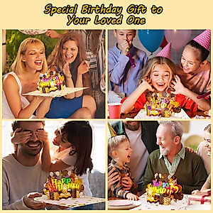 OPOWIS Light & Music Birthday Cards, 3D Blowable Candle Pop Up Cards with Cheers Sound, Plays Song 'HAPPY', Musical Happy Birthday Greeting Card for Women, Men, Kids