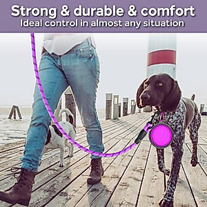 COOYOO 2 Pack Dog Leash 6 FT Heavy Duty - Comfortable Padded Handle - Reflective Dog Leash for Medium Large Dogs with Collapsible Pet Bowl Set 3-Black+Purple