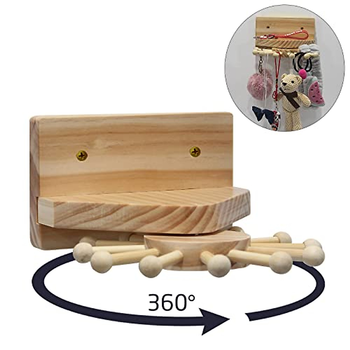 Tie Rack Wall Hanging, Unique Windmill Shape, Made of Handmade Pine Wood, with 12 Individual Belt Racks, Perfect for Placing Necklaces, Masks, Bow Ties, Keys.