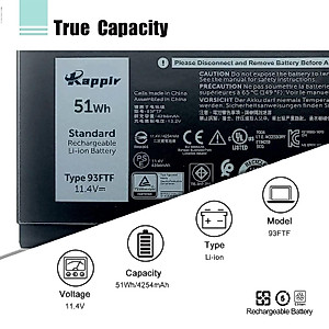 BOWEIRUI 93FTF D4CMT Laptop Battery Replacement for Dell Precision 15 3520 3530 Latitude 5280 5480 5580 5590 5490 5288 5290 5488 E5280 E5580 E5490 E5590 E5480 E5290 Series 4YFVG 83XPC 083XPC DJWGP
