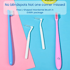 Y-Kelin V-Shaped Orthodontic Toothbrush for Braces Brackets 4 Count (Pack of 1) Soft Bristle with Inter Dental Brush