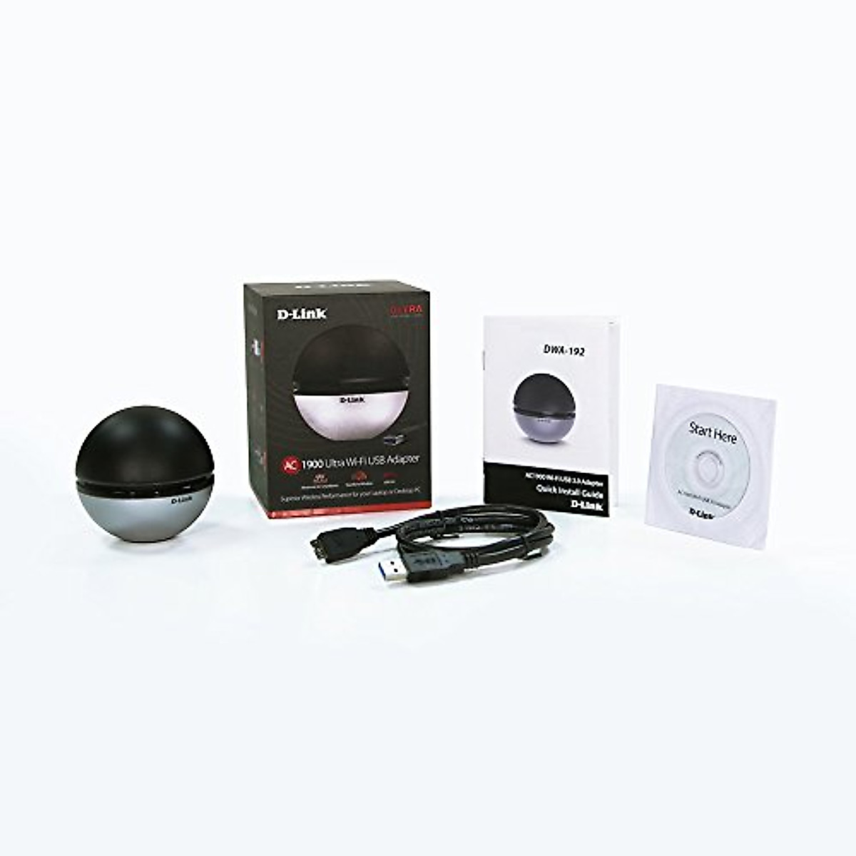 D-Link USB WiFi Adapter AC1900 USB 3.0 Dual Band Long Range Wireless Network for Desktop PC Laptop Gaming (DWA-192)